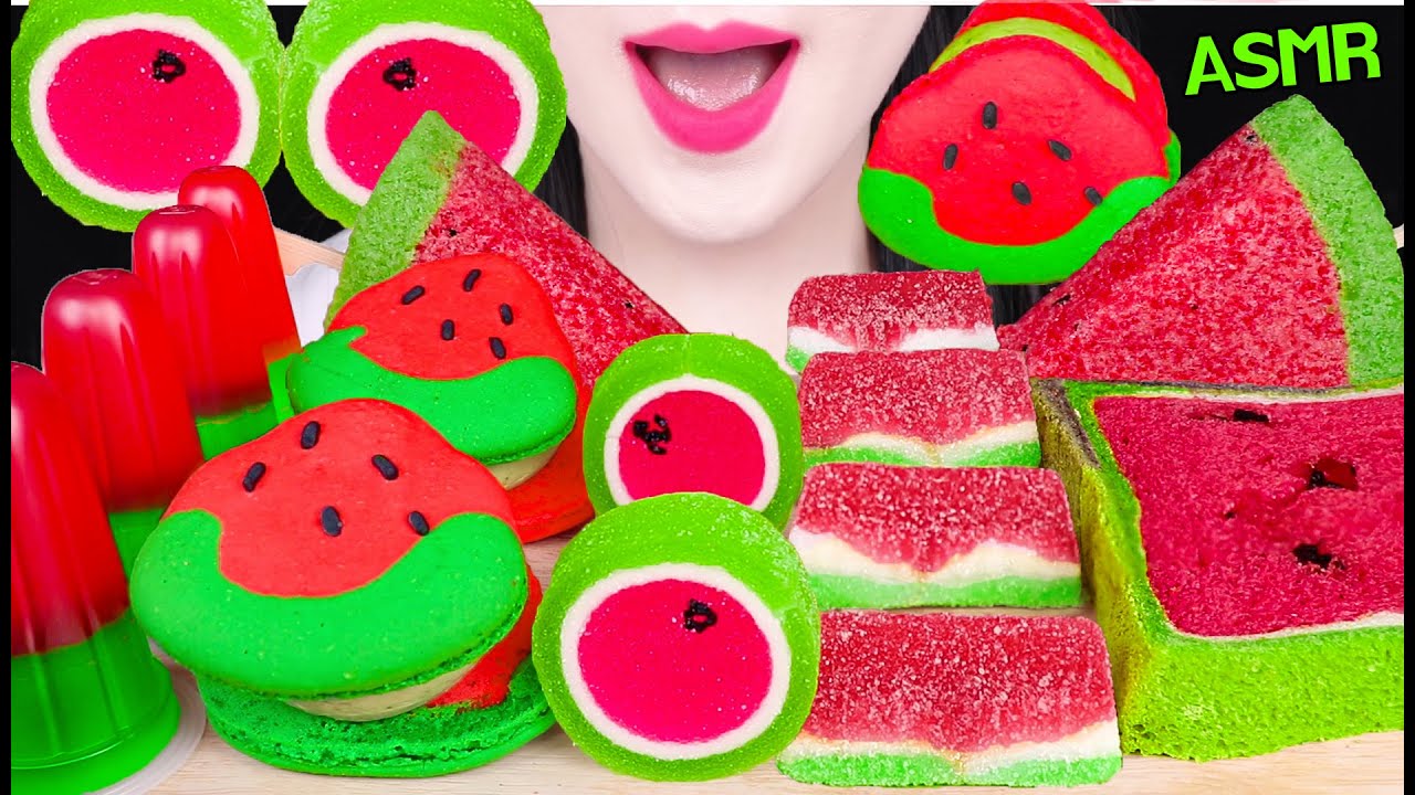 Asmr Watermelon Gummy Jelly Watermelon Rice Cake Watermelon Toast 수박