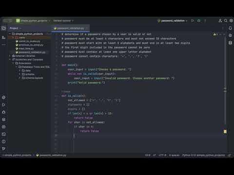 Password validation (using Python) - YouTube