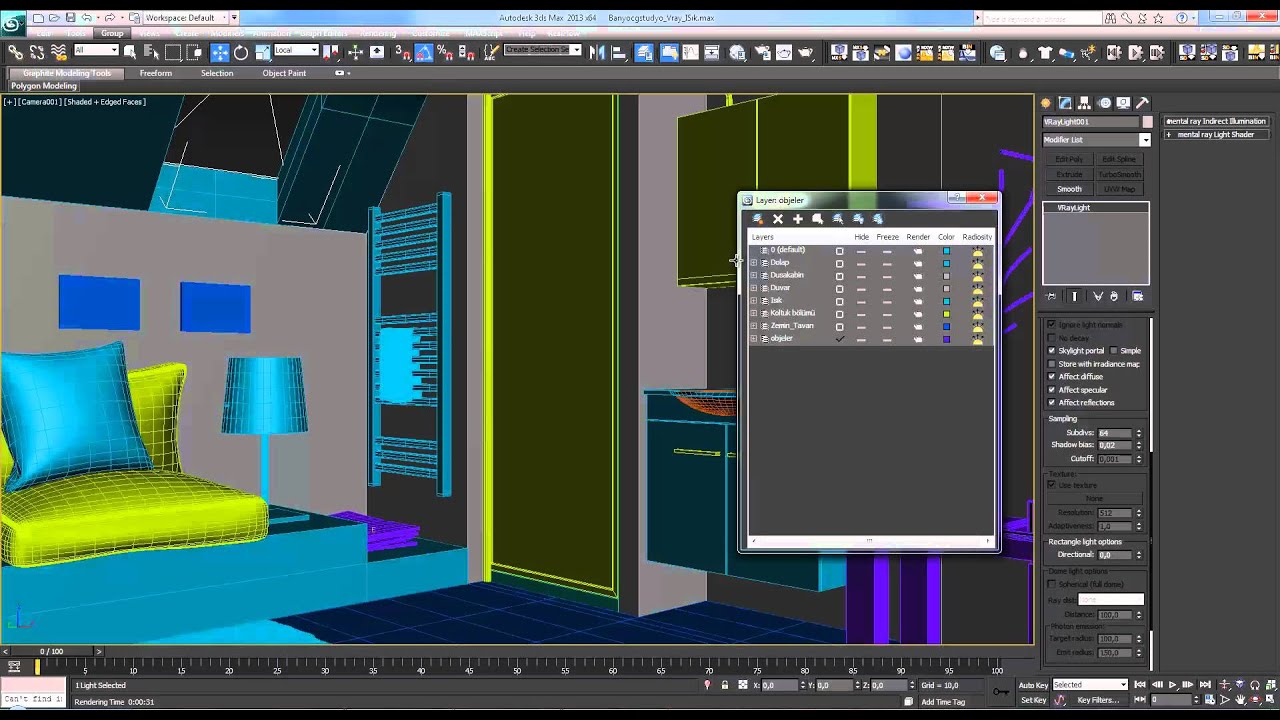 3ds Max İnterior Scene Lighting Tutorial (vray) 9 of 10 - YouTube