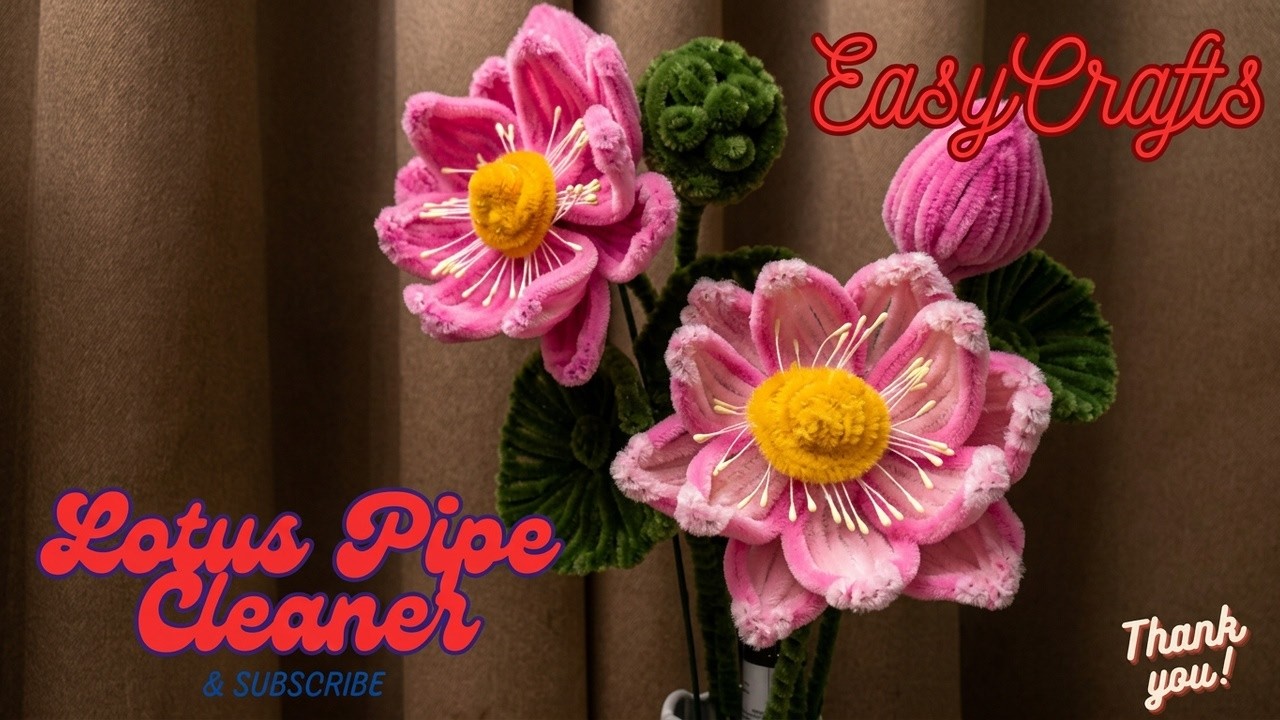 How to make simple Lotus pipe cleaner flower - EasyCrafts - YouTube