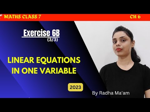 Linear Equations in One Variable Class 7 | by Radha ma'am - YouTube