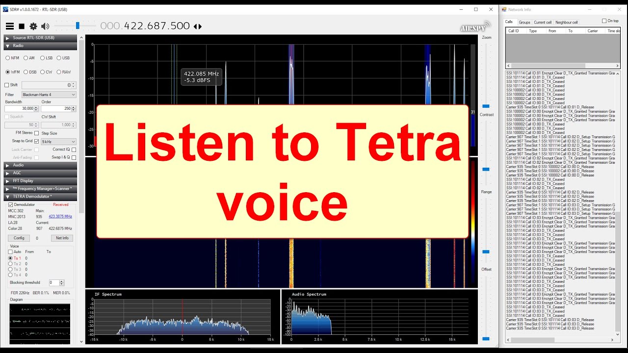 RTL2832U + SDR # + Tetra plugin, to decode and listen to Tetra voice - YouTube