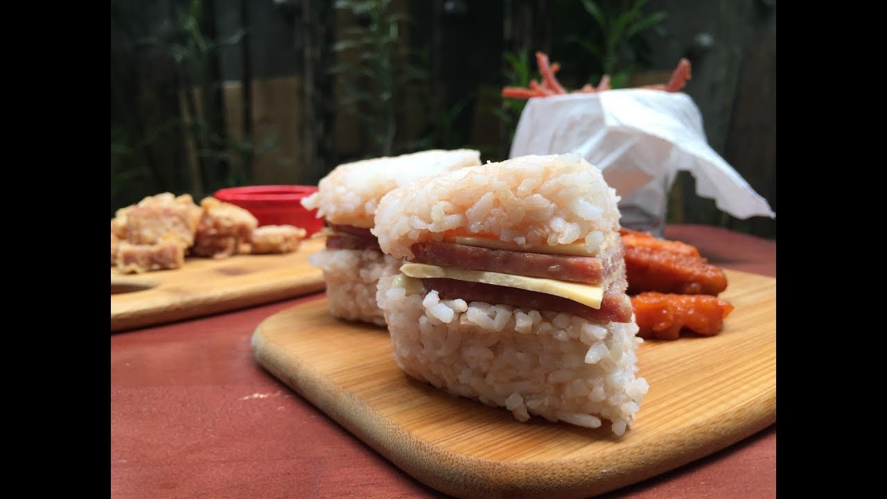 Recipe for Spam On A Rice Bun Sandwich Snack Attack - YouTube