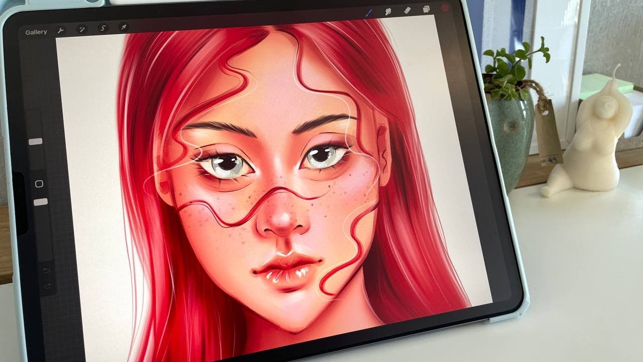 Asmr drawing portrait / Procreate brushes / Pencil sound - YouTube