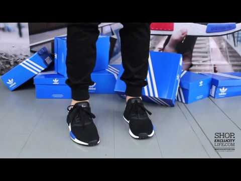 Adidas NMD Runner Black - Blue On feet Video at Exclucity