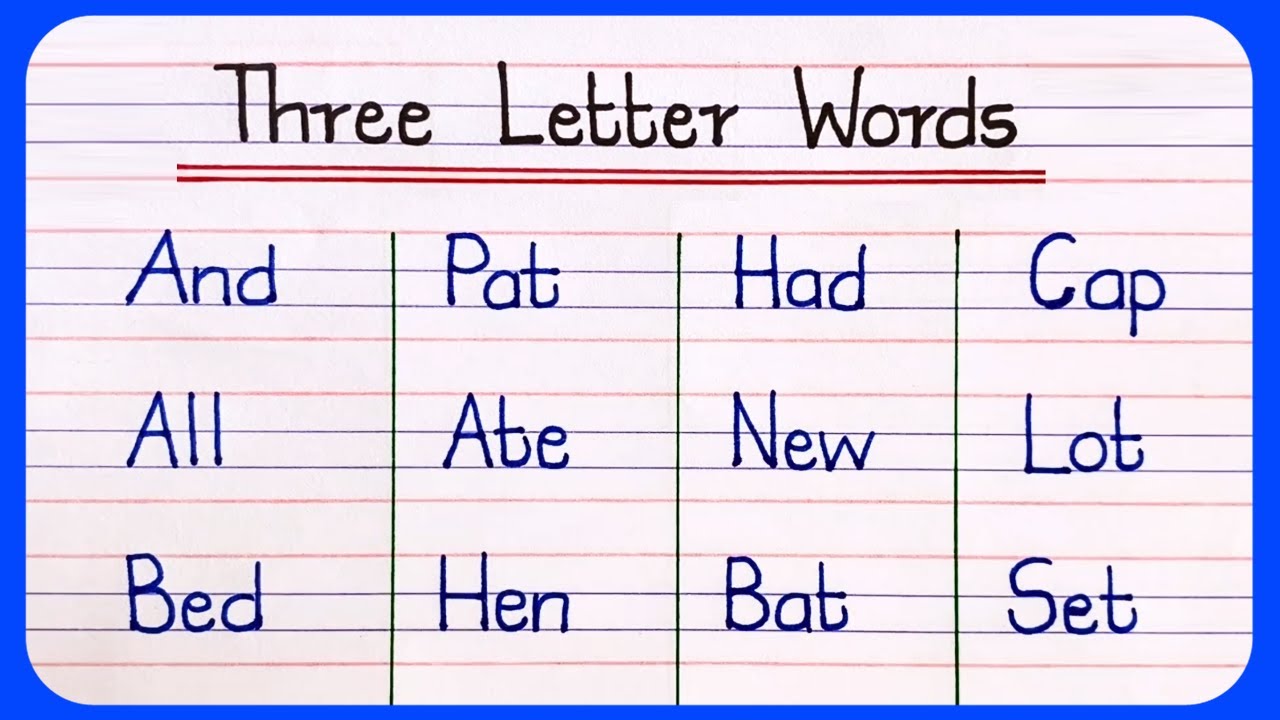 Three letter Words // 3 letter words // three letter words in english ...