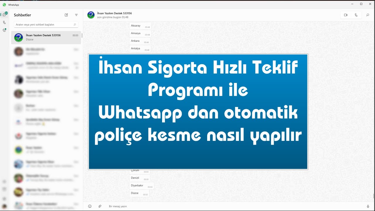 Yapay zeka Whatsapp'dan otomatik poliçe kesme işlemi yapıyor. - YouTube