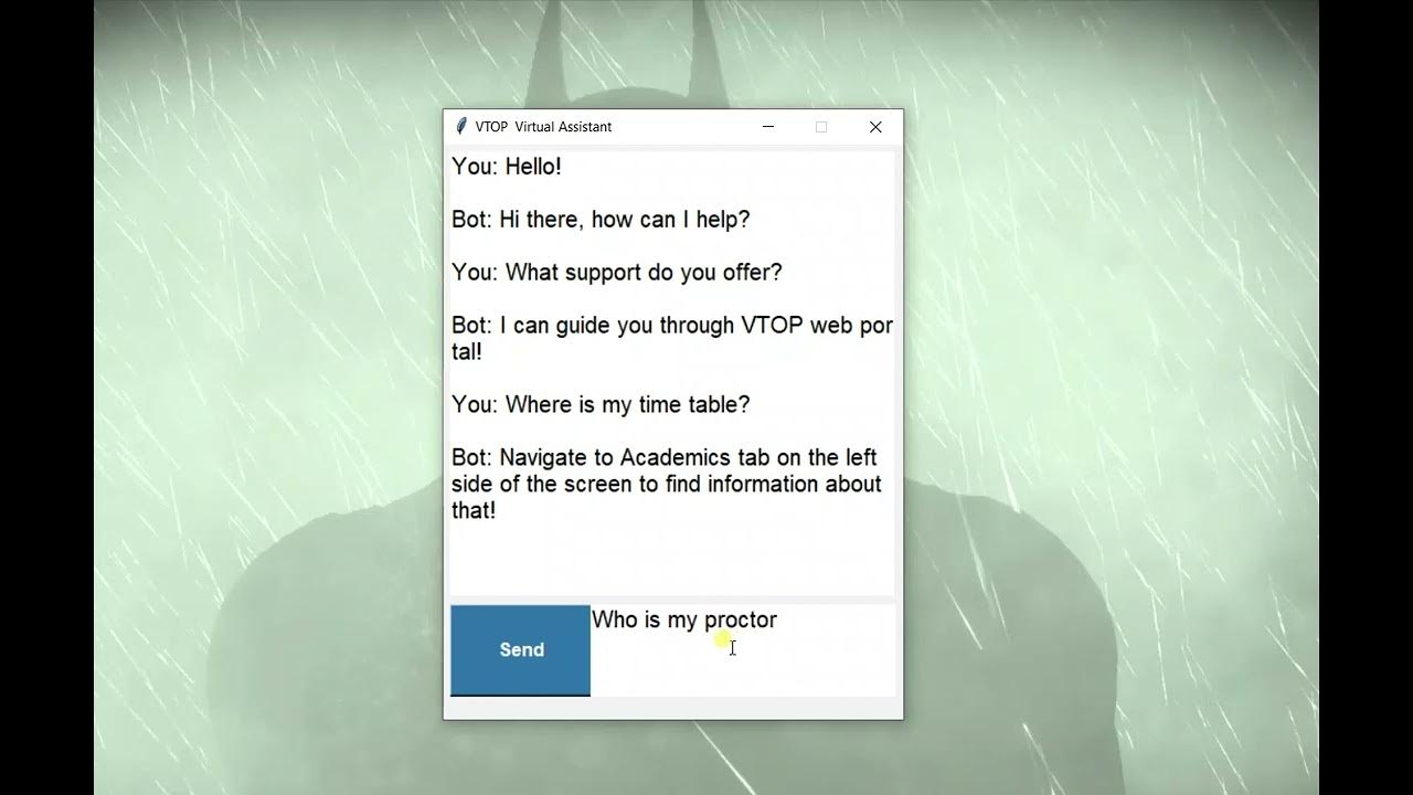 VTOP Chatbot, GUI view, made using tkinter - YouTube
