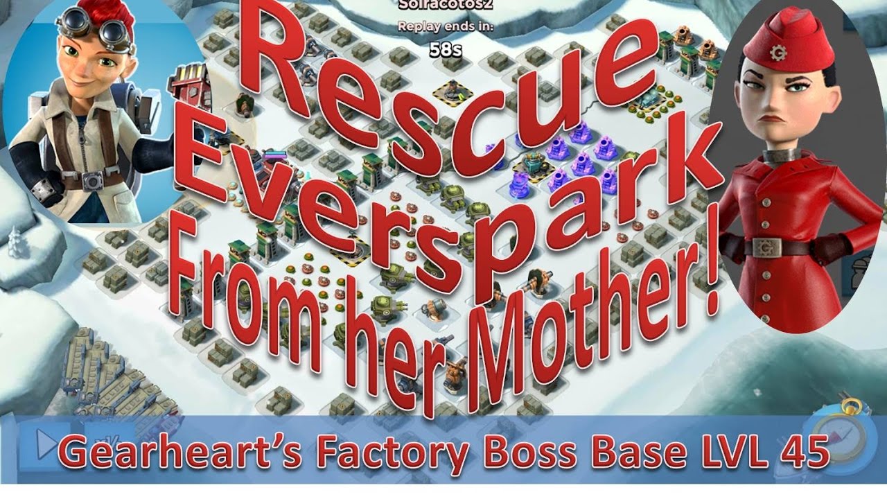 How to Destroy Gearheart Factory HQ 45, Unlock Everspark Hideout | Boss Base | Boom Beach - YouTube