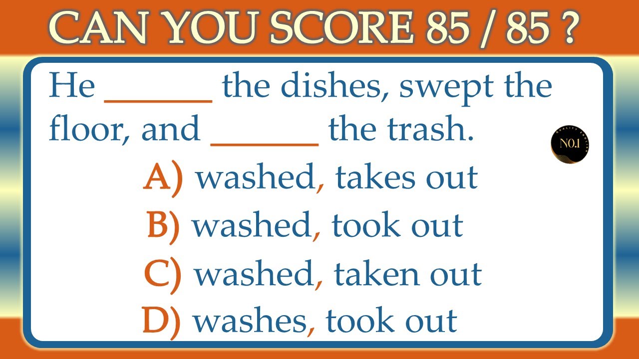 🎯85 Quality Quiz Questions & Answers | English Grammar Multiple Choice ...
