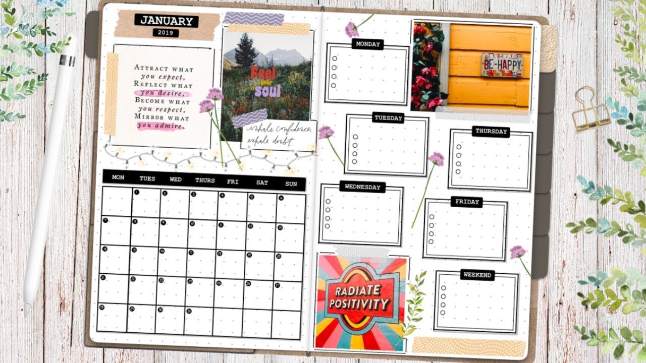 DIGITAL PLANNING || Weekly Bullet Journal Spread - YouTube