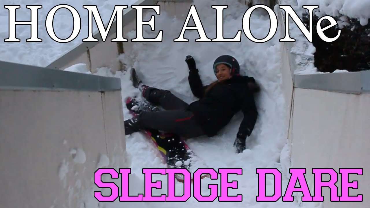 HOME ALONe ***STAIR-SLEDGE CHALLENGE!!!*** - YouTube
