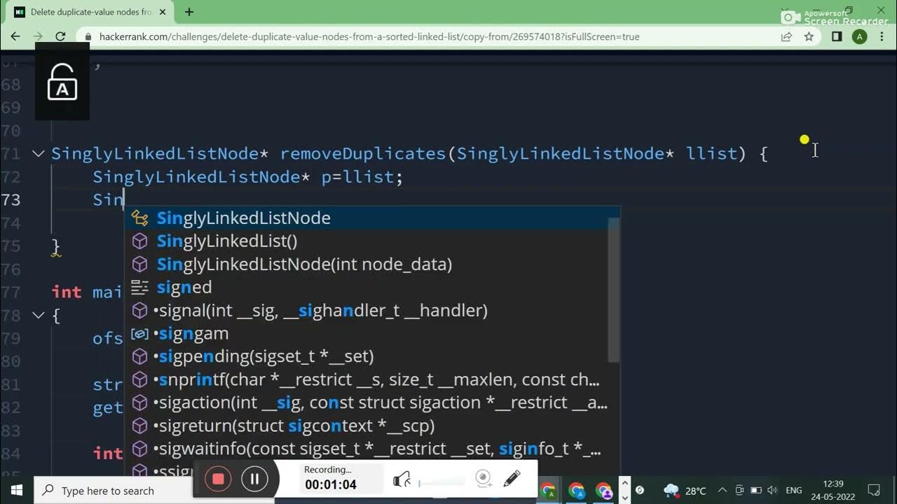 Delete Duplicate Value Nodes From A Sorted Linked List Hackerrank Solution In C Youtube