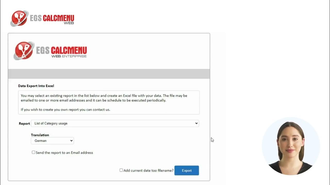 EGS CALCMENU Web | Data Export Module - YouTube