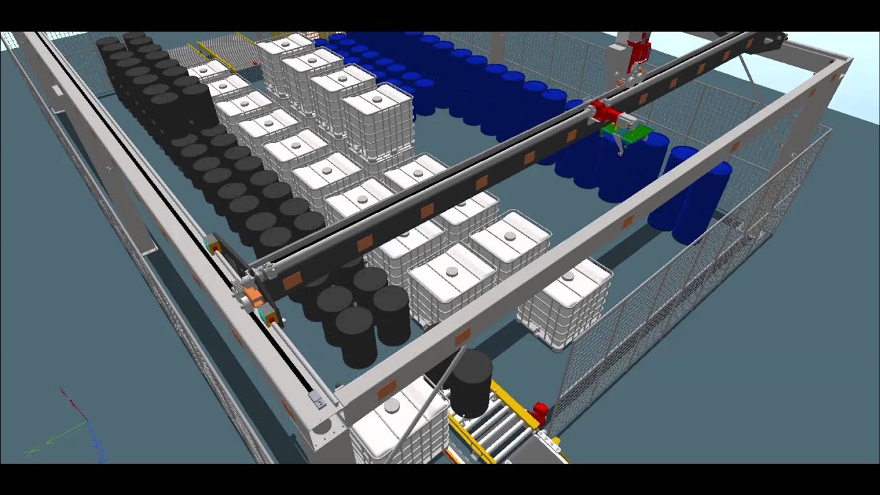ASRS Tote and Barrel Stacking Gantry by Sage Automation - YouTube