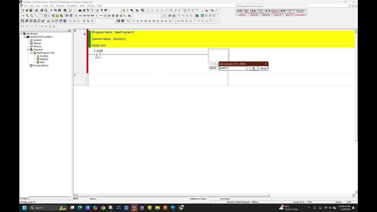 02. Push off basic 1 | CX-Programmer PLC OMRON CP1L - YouTube