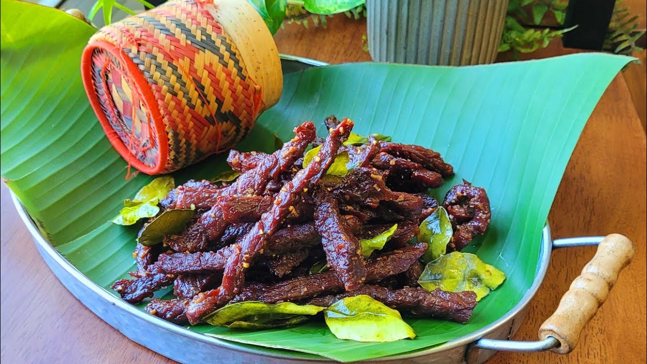 Recipe : Sen Lod | Lao Style Beef Jerky - YouTube