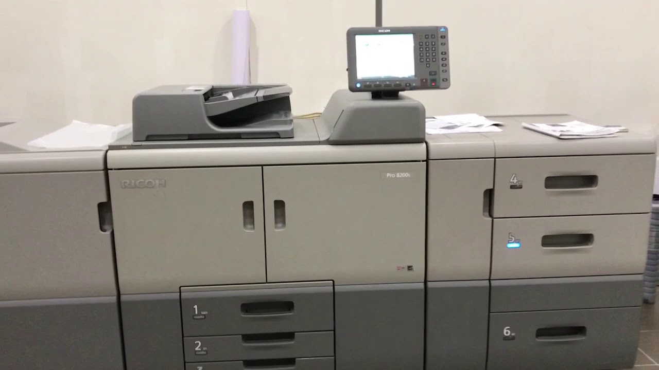Ricoh Pro 8200S Automatic Booklet Printing - YouTube