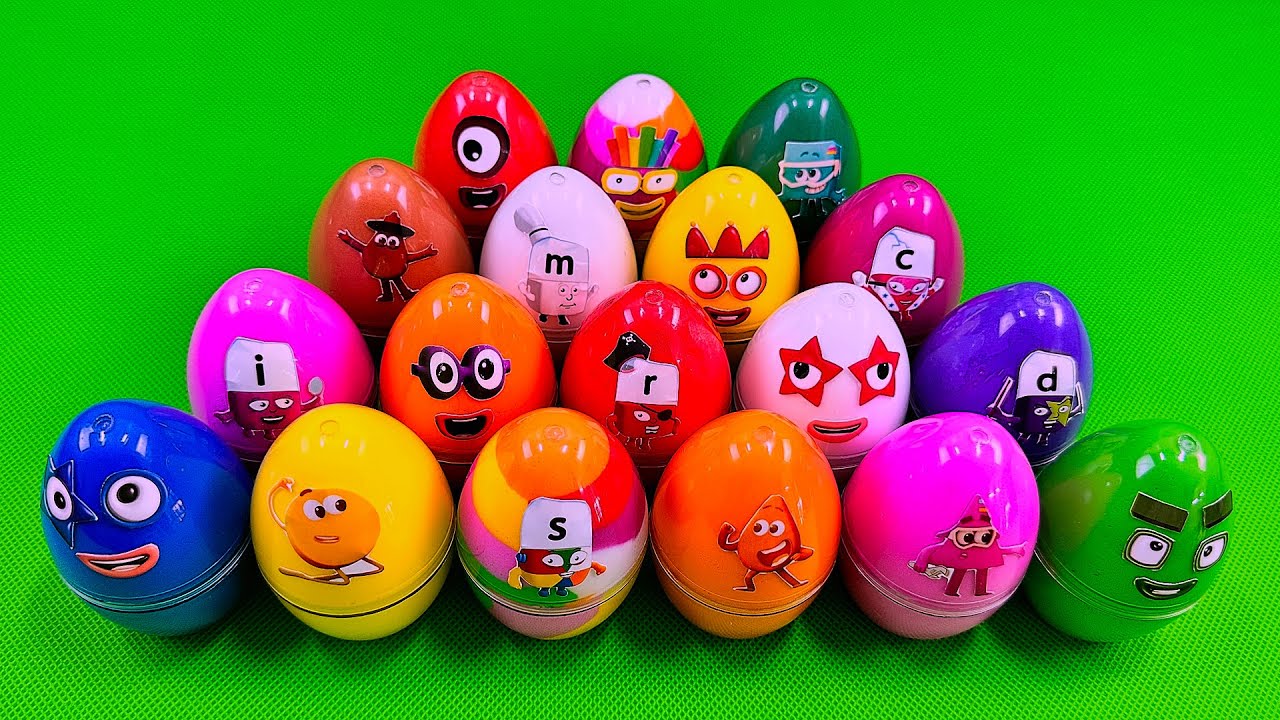 Digging Numberblocks in Rainbow Eggs, Colorful Eggs! Mixing Rainbow ...