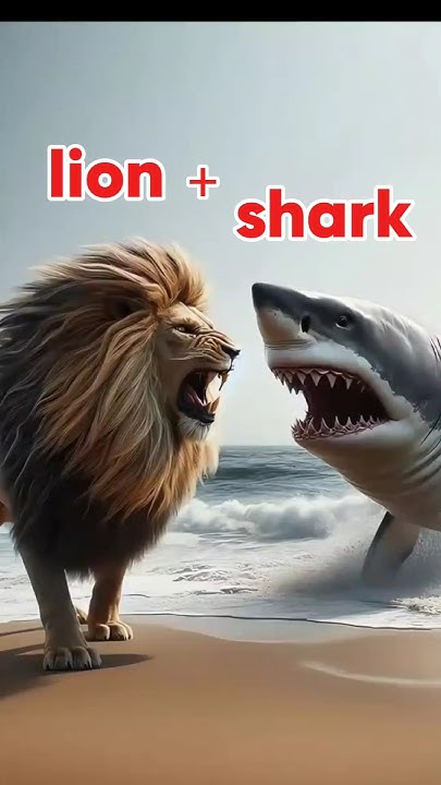 Ingredible animals fusion : lion vs shark scary monster #shorts - YouTube