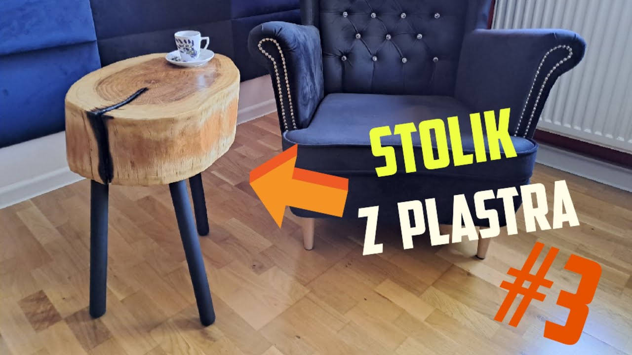 jak zrobić prosty stolik z plastra drewna dębowego DIY how to make a ...