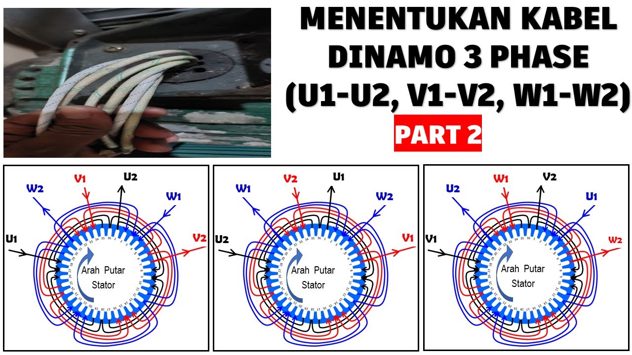 Menentukan Kabel Dinamo 3 Phase Tanpa Label U1 U2 V1 V2 W1 W2 Part 2