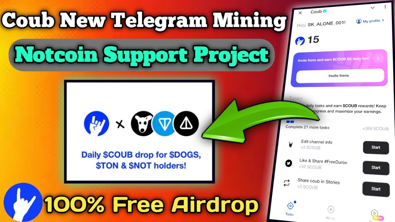 Telegram New Mining Bot Coub || Notcoin x Coub Collaboration Minig ...