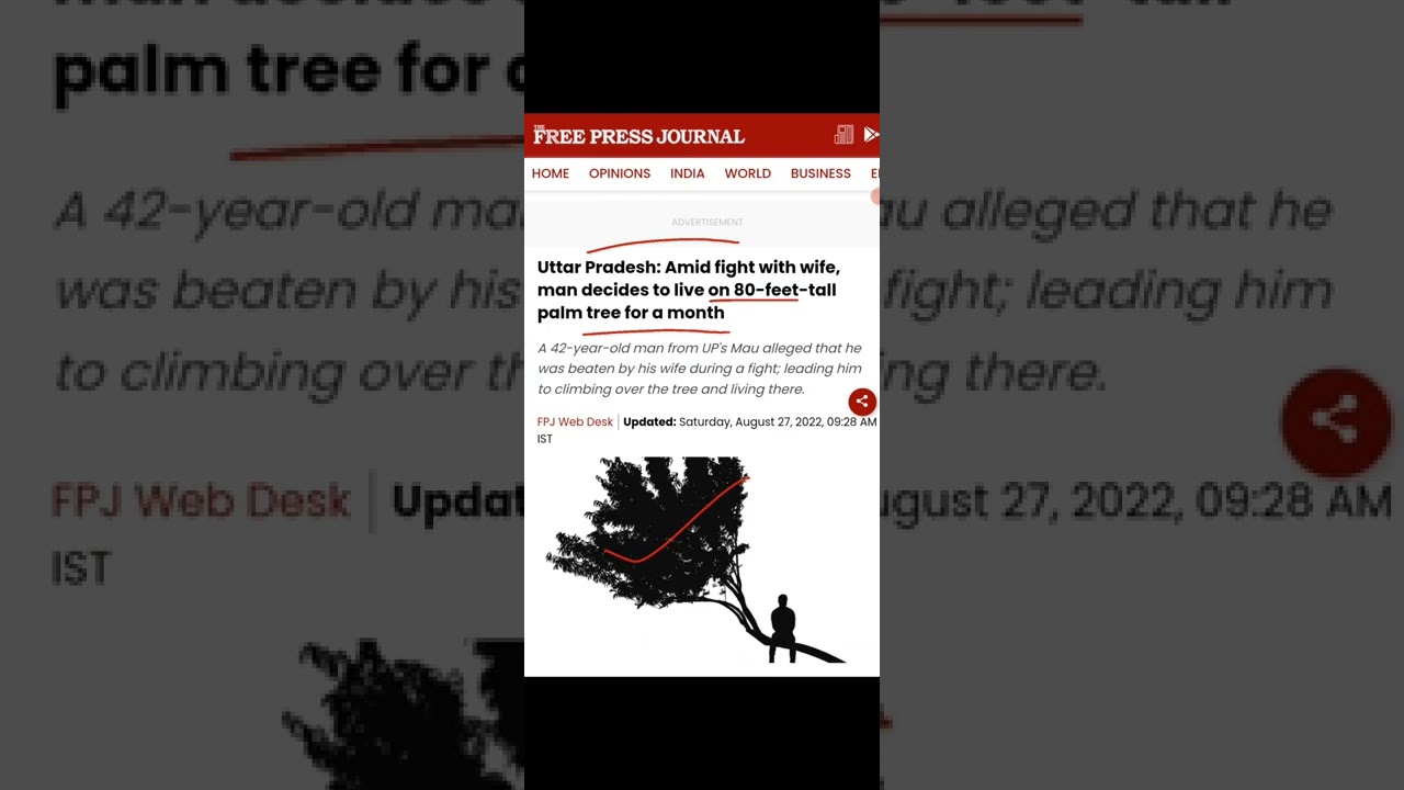 Upset with wife, UP man lives on 80-feet high palm tree for a month,# ...