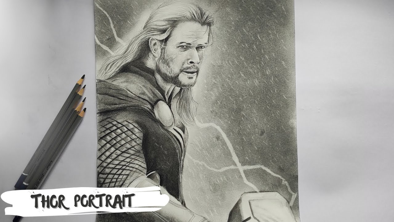 Thor Avengers portrait drawing (part 2)ll Shading⚡🔨 - YouTube