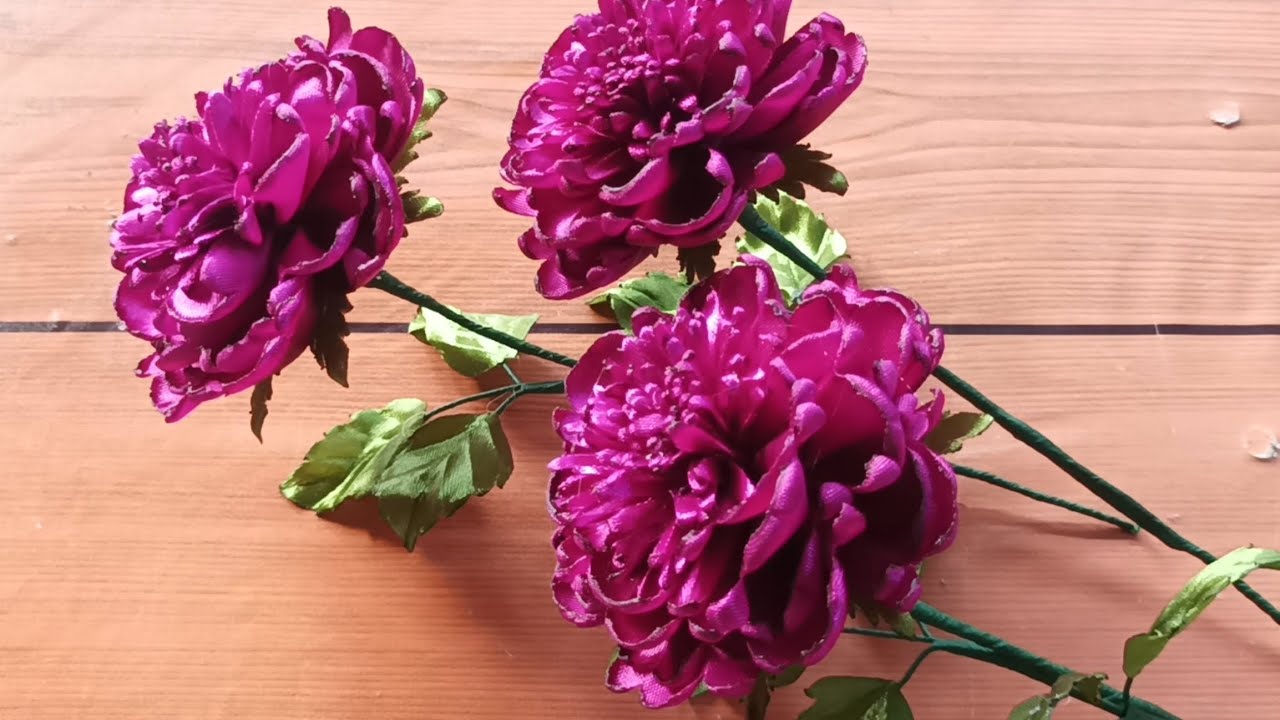 DIY || Bunga Peony || Tutorial Membuat Bunga Dari Pita Satin - YouTube