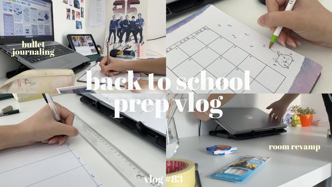 back to school prep vlog ☁️ new bullet journal setup, mini room ...