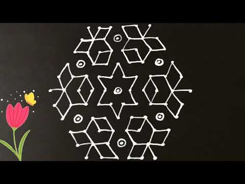 11-6 dots rangoli - simple straight line rangoli - beautiful Indian ...