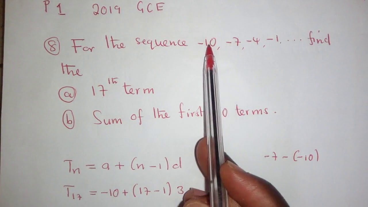2020,,2019 GCE Exam questions Sequence and Series - YouTube