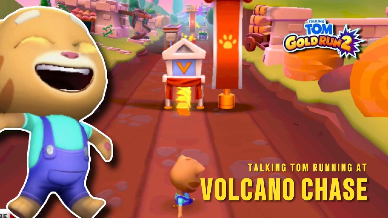 Talking Ginger Run in the Volcano ~ FAILED ~ Talking Tom Gold Run 2 ...
