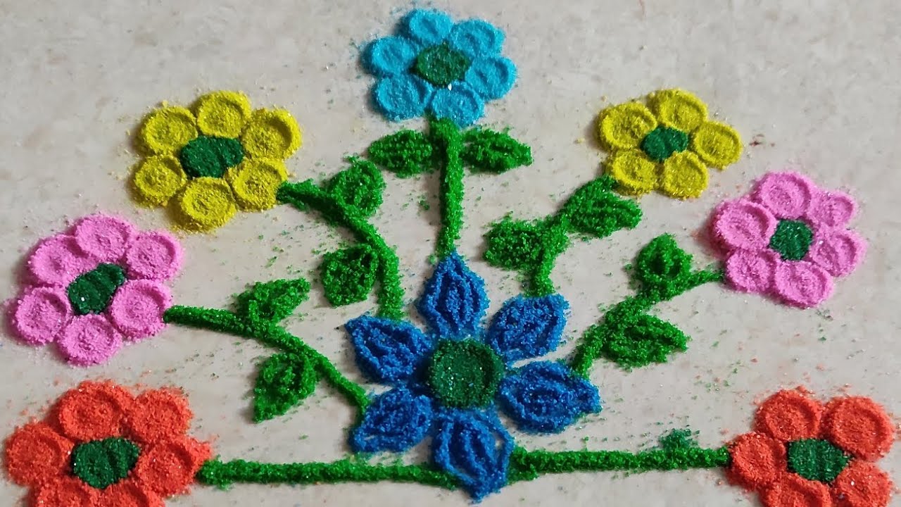 Easy Rangoli for beginners ll Flower Design Rangoli - YouTube