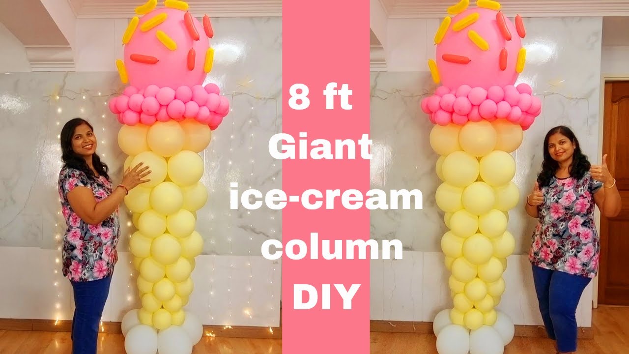 How to make ice cream Balloon columns | ice cream balloon column | DIY ice cream balloon cone ...