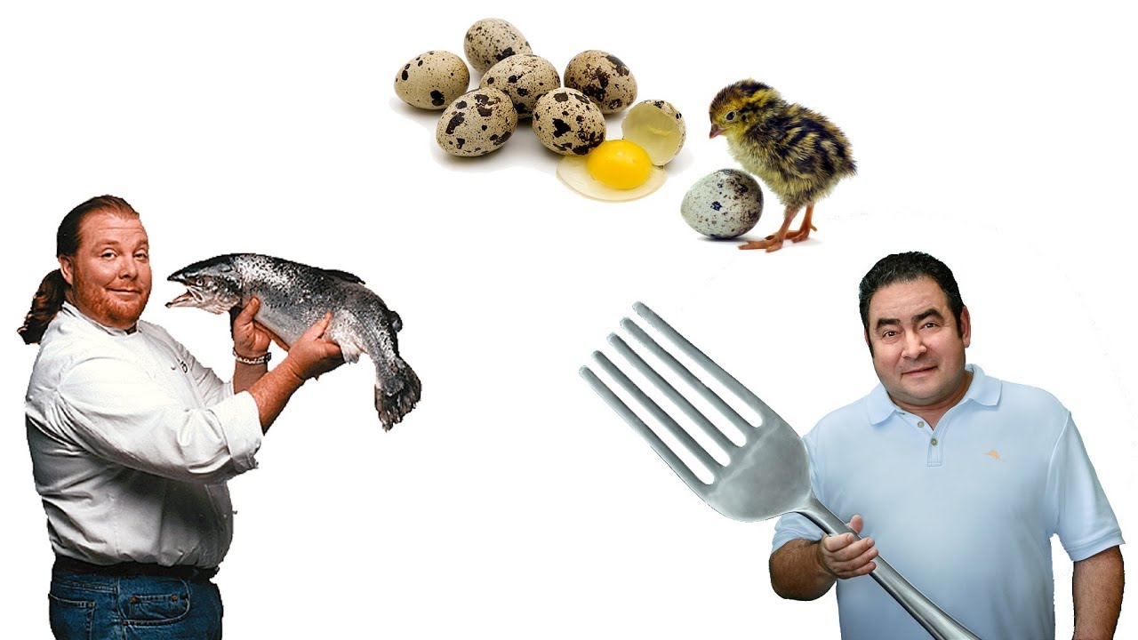 BAM! 🐣 Cooking up a Quail Egg Omelette 🍳 Emeril Lagasse Mario Batali ...