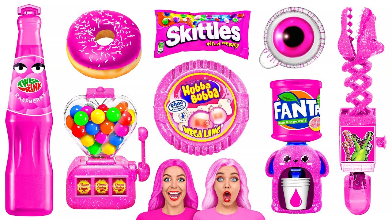 Eating Only Pink Food For 24 Hours | One Color Food Challenge by Multi ...