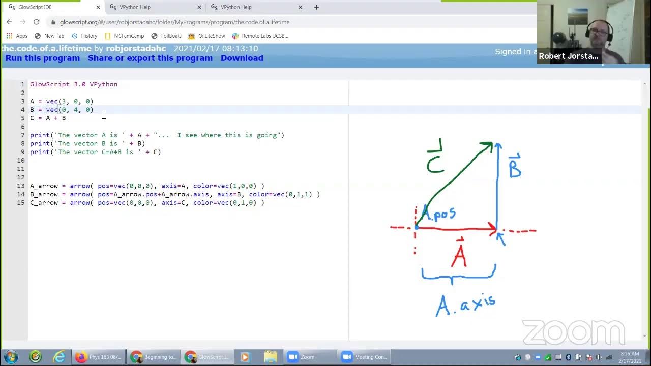 Beginning To Code With Vectors In Glowscript Youtube
