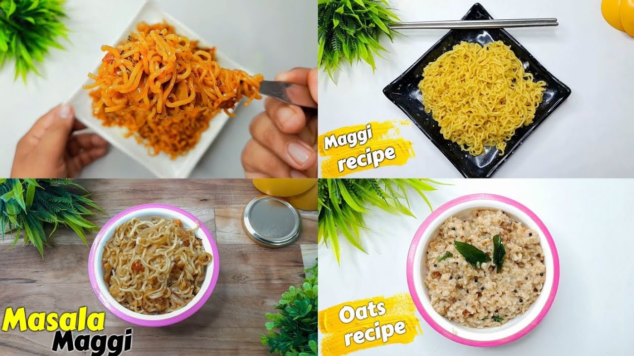 4 VIRAL Recipes: Maggi, Masala Maggi, Wai Wai Veg , Oats recipe - YouTube