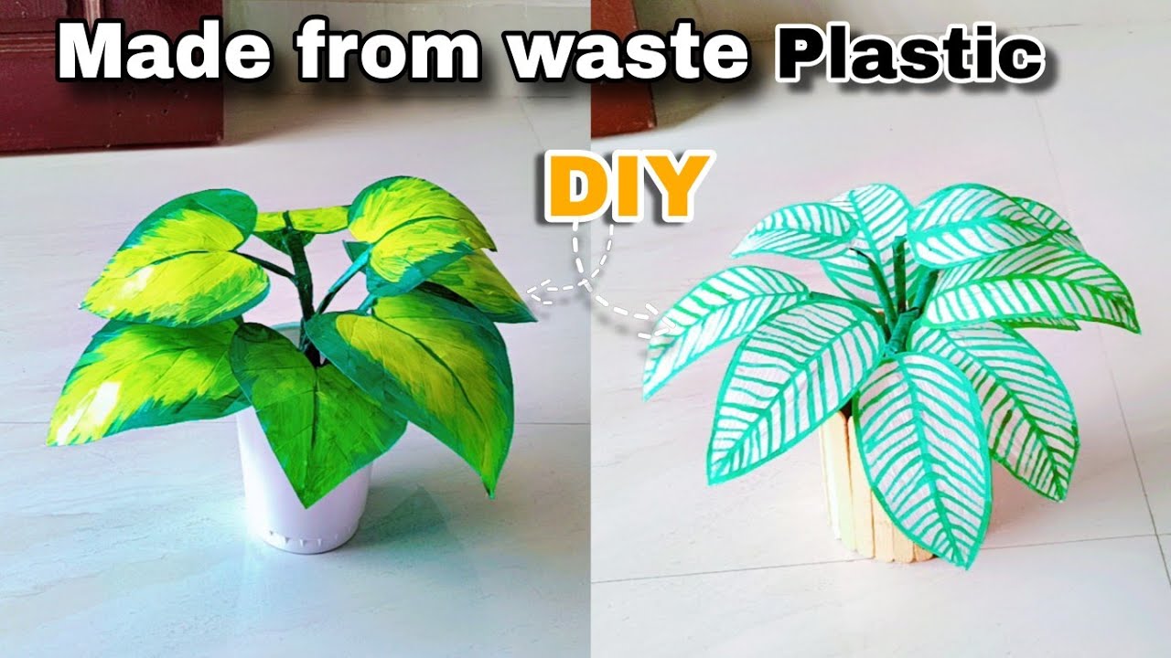 DIY 2 Artificial Plants For Home Decor Made From Waste Plastic #diy # ...
