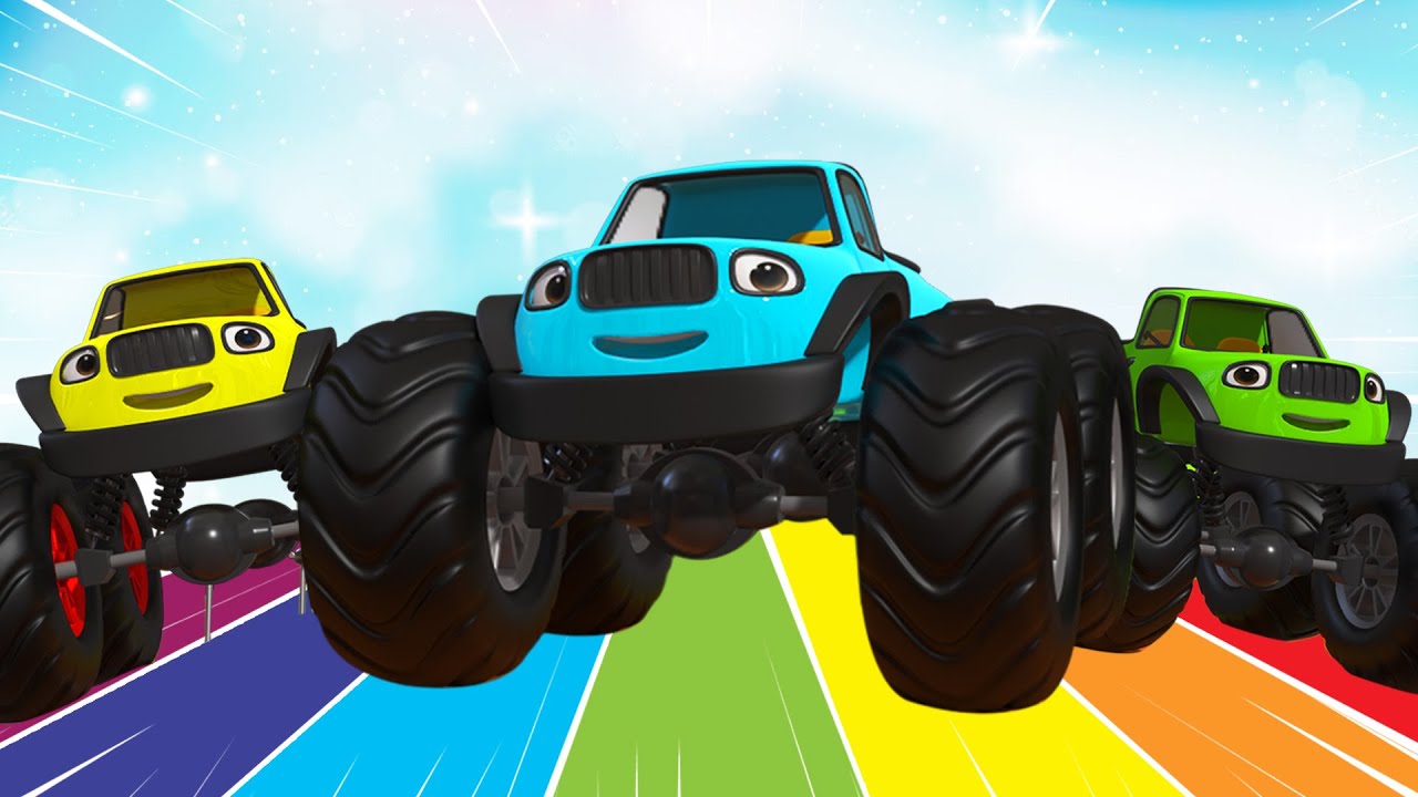 Five Little Car Running On The Road | Wheels On the Bus | Kids Cartoon ...