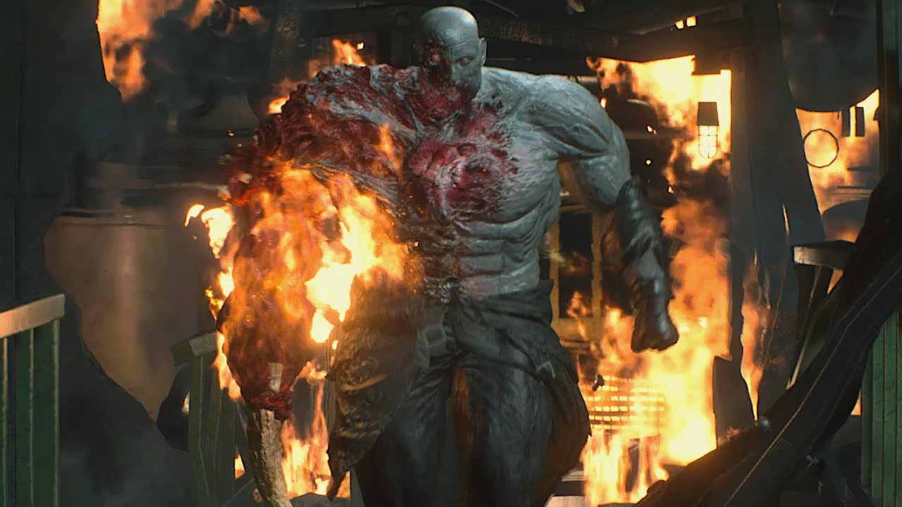 Resident Evil 2 Remake - Super Tyrant (Leon A) (Boss Fight #5 - Leon Final Boss) - YouTube