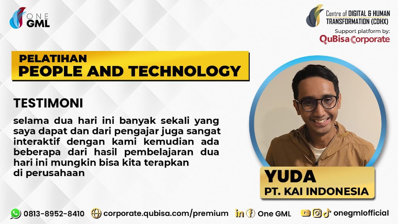 PELATIHAN TRAINING PEOPLE AND TECHNOLOGY TESTIMONI | ONE GML - YouTube