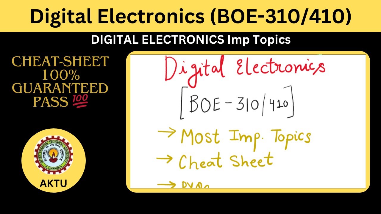 Digital Electronics (BOE-310/BOE-410) Most Important Topics and PYQs ...