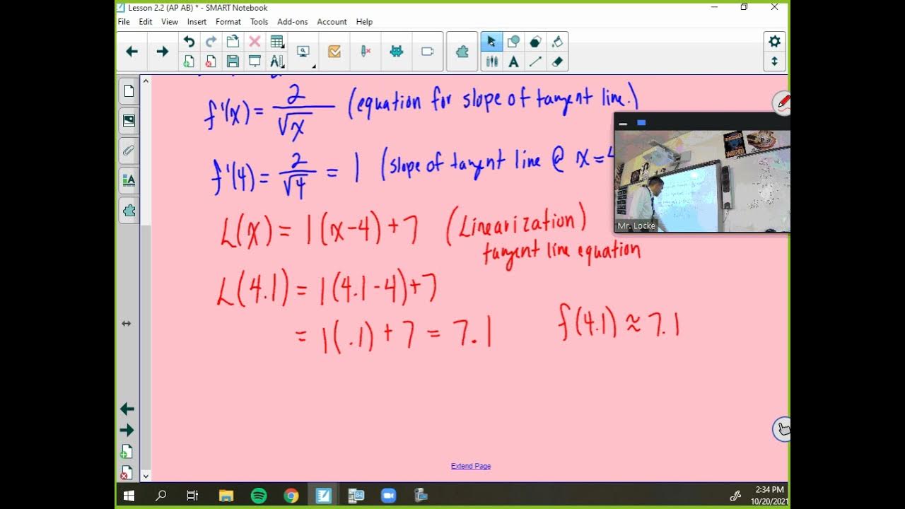 10/21 Lesson - AP AB Calculus - Linear Approximation - YouTube