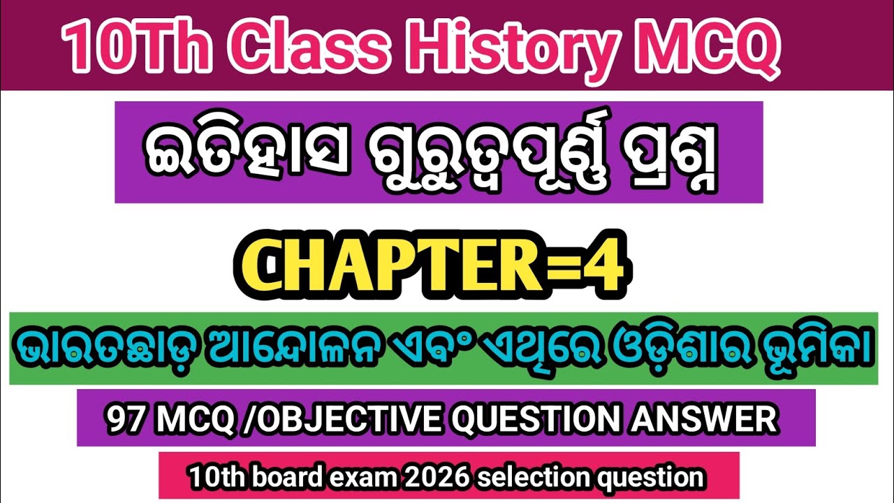 Class 10 History Chapter 4 MCQ 2026 | Objective Question & Answer ...