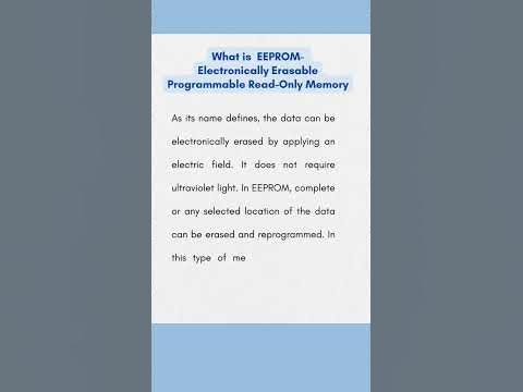 What is EEPROM (Electronically Erasable Programmable read-only memory ...
