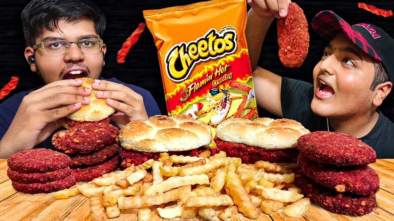ASMR Hot Cheetos Cheese Burger | Cheetos Hash Browns Mukbang (Eating ...