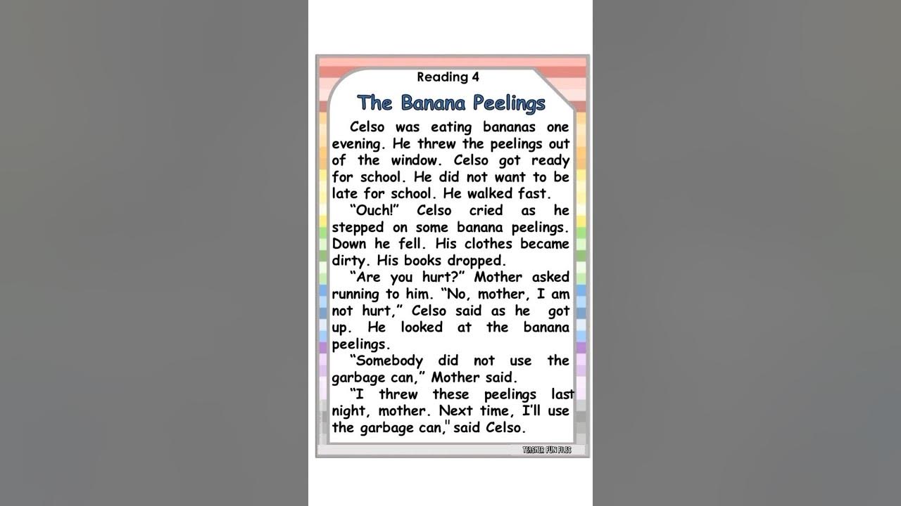 Reading Comprehension: The banana Peelings - YouTube